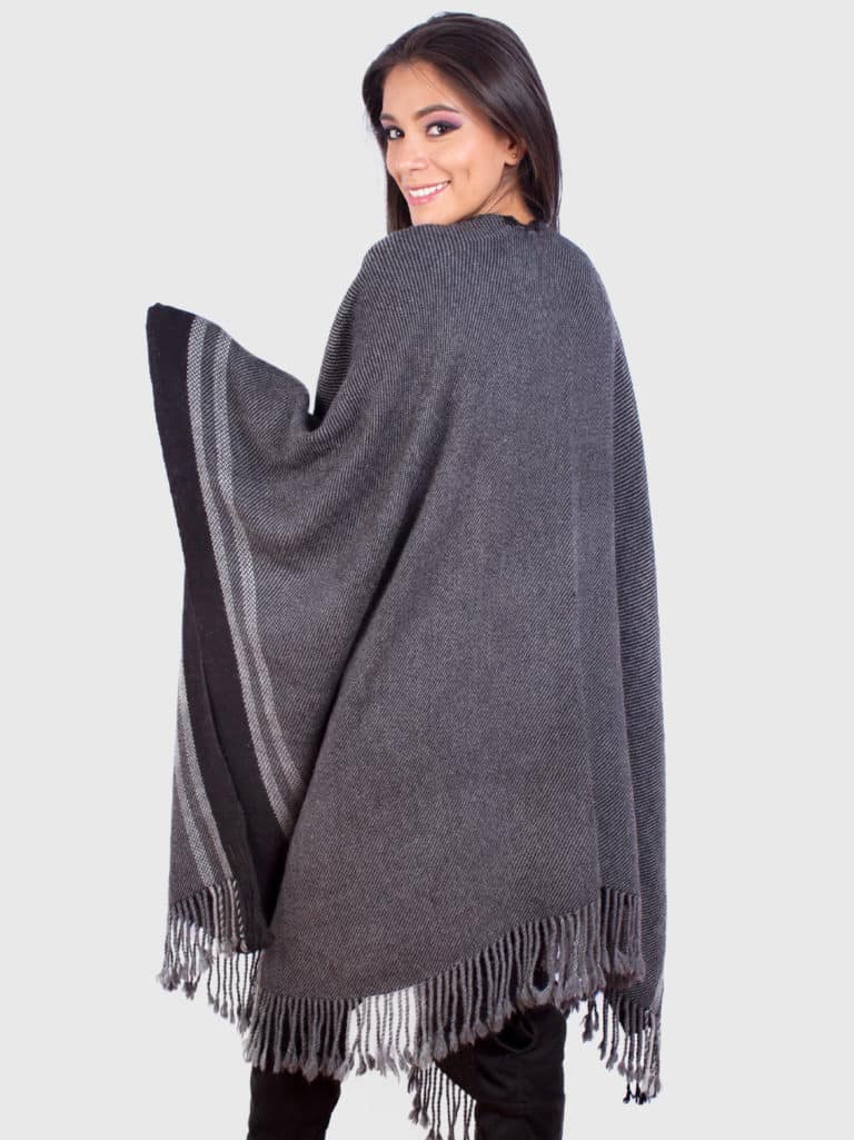 Dark Gray Soft Alpaca Ruana for women "Sepik" - Inti Alpaca - Alpaca ...