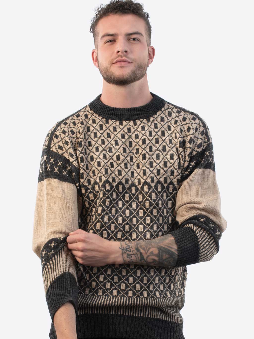 Crewneck Alpaca Sweater for Men "Himalaya" - Inti Alpaca - Alpaca ...