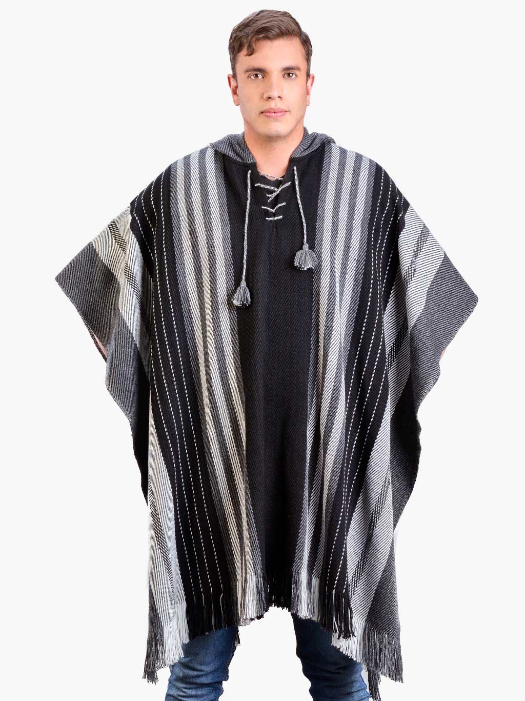 Mens Wool Poncho With Hood