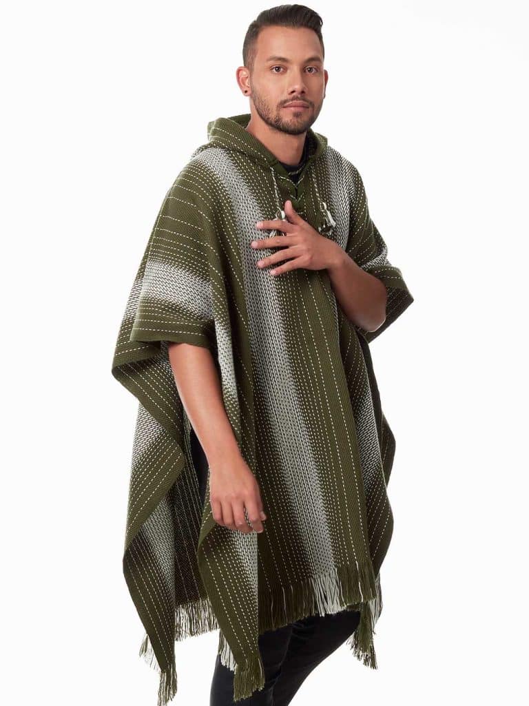 INTI ALPACA Men's Hooded Poncho - Alpaca Cloak Cape for winter Season ...