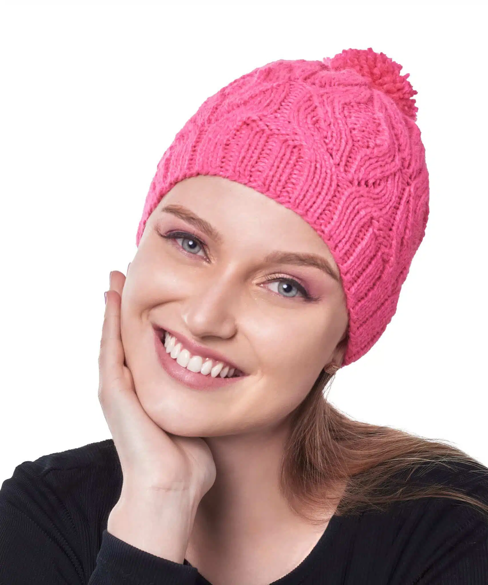 INTI ALPACA Handmade Pink Beanie Alpaca Hat for Women